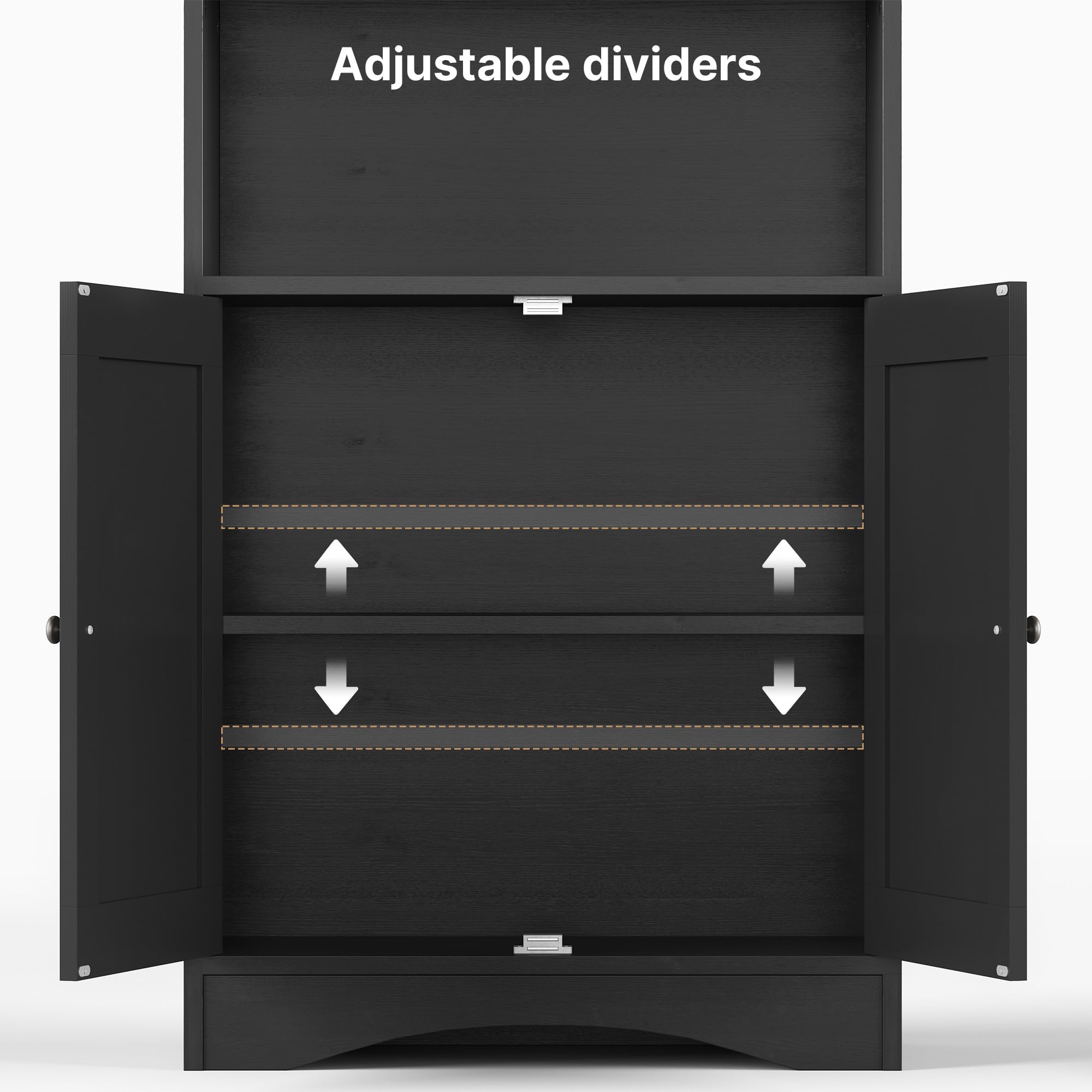 Gizoon Bookcase, Bookshelves and Bookcases, 71β 6-Shelf Bookcase with Doors, Floor Standing Display Storage Shelves, with Adjustable Shelves, for Home, Office, Living Room, Bedroom, Black