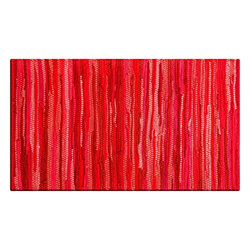 KEMA Cotton Chindi Rag Rug, Boho Farmhouse Rustic Area Accent Throw Rug, Handwoven Reversible Natural Yarn,Living Room Den Study Home DƩcor Gift, 20x32 Inch