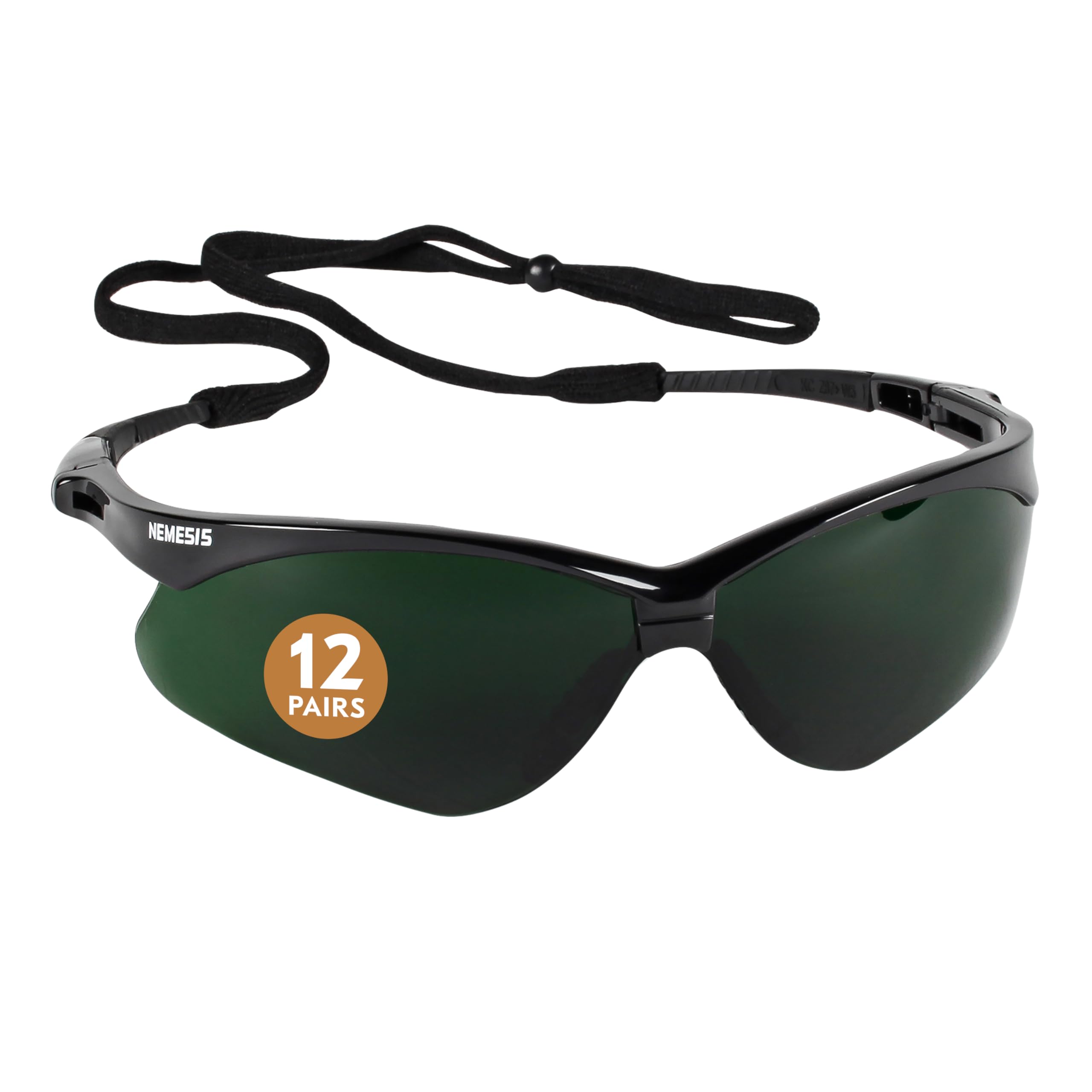 KleenGuard V30 Nemesis Safety Glasses (25671), IRUV Shade 5.0 Lenses with Black Frame, 12 Pairs / Case