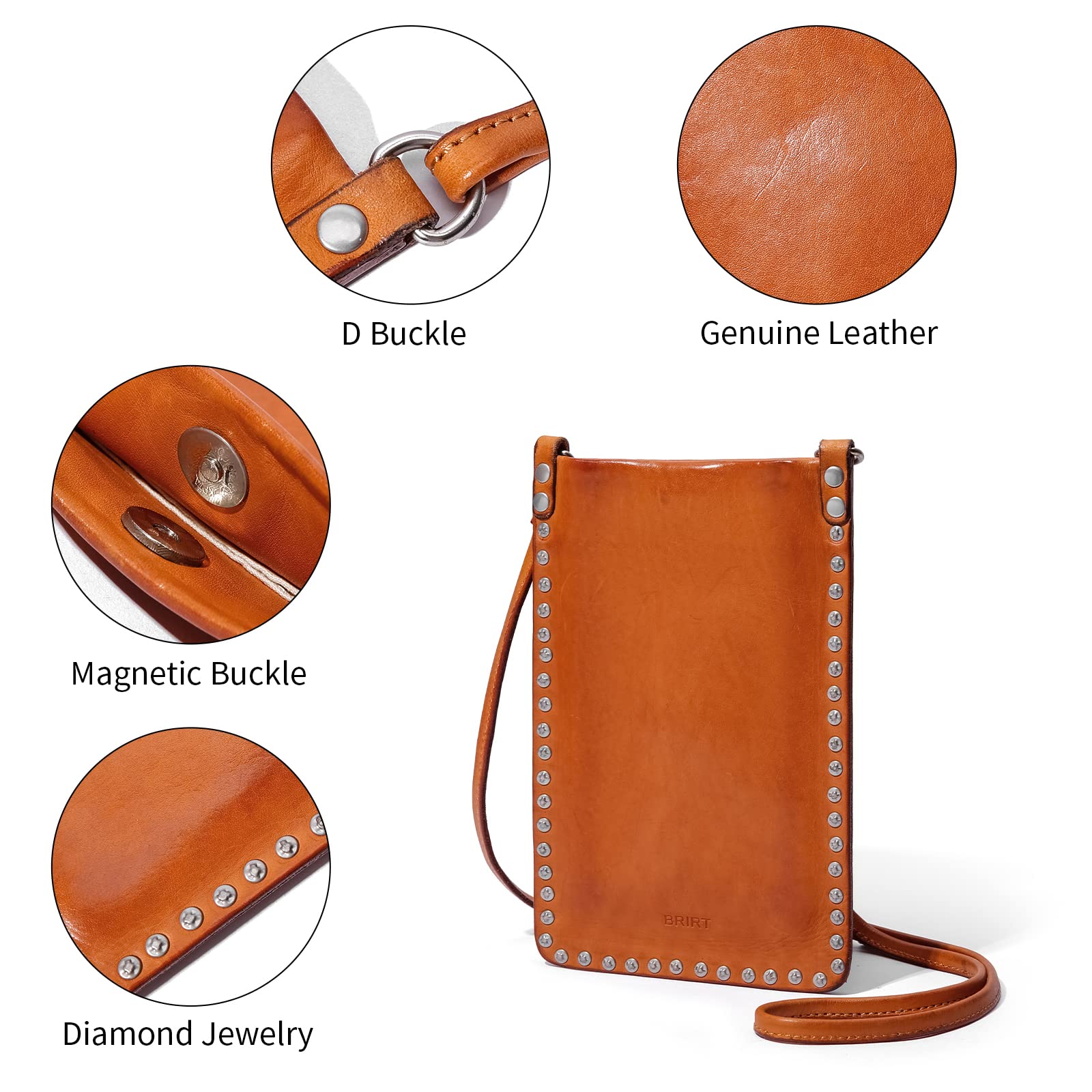 BRIRT Crossbody Leather Bags Women's Cellphone Wallet Small Travel Purse Leather