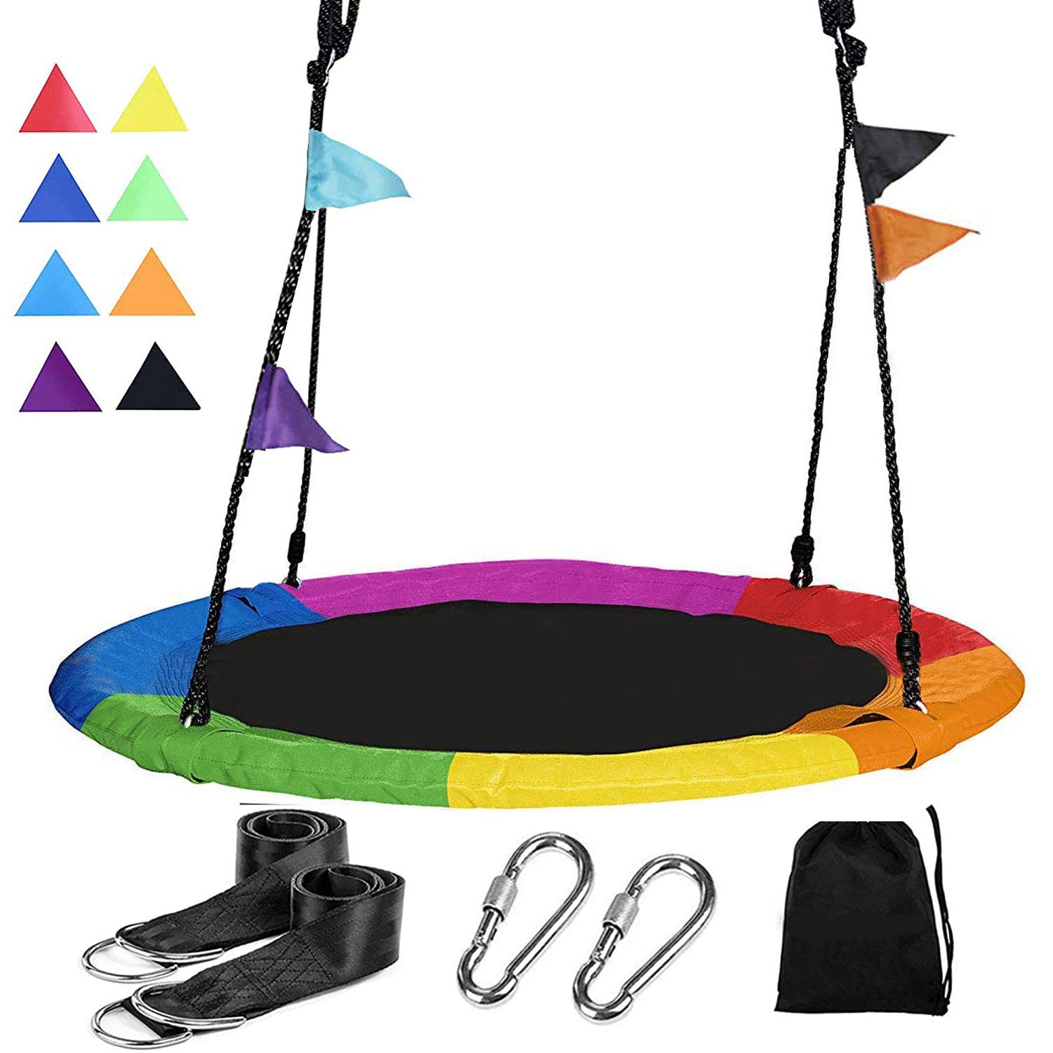 Hanging Tree Swing Waterproof Backyard Hammock Chair Max Capacity 600lbs Play Nest Swing Play House Castle Outdoor Garden Flying Family Swing Seat Camping Tree House with Hanging Straps Set