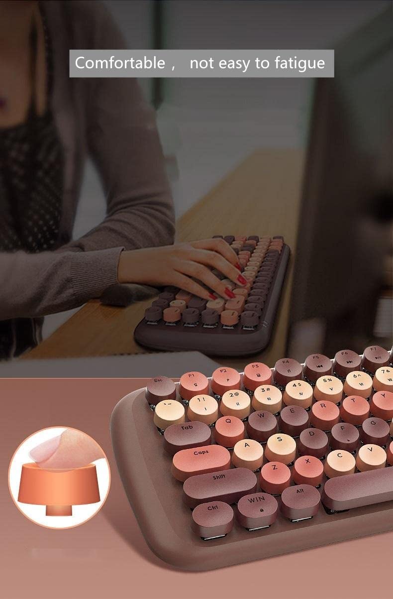 Mechanical Keyboard Wired 84 Keys Gaming Keyboard Mixed Color Retro Round Keycaps Keyboard for PC Gamer/Office/Home Computer (Color: Chocolate/Cherry Blossom Pink) (Color : Chocolate)