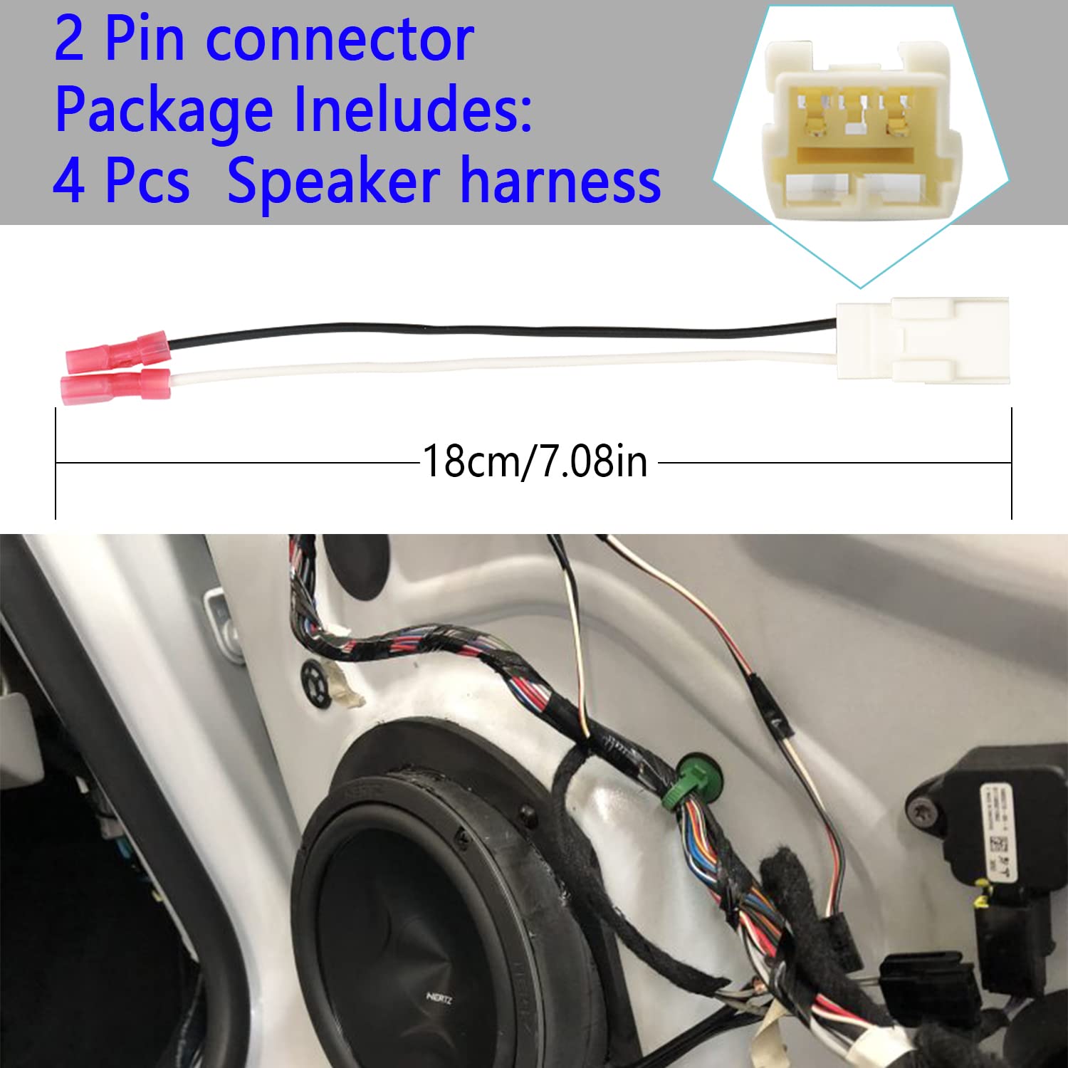 Car Speaker Adapter Wire Harness Front Rear Door 72-6514 Compatible for Jeep Dodge Chrysler Town & Country Dakota Ram Wrangler Speaker Wiring Harness Speaker Connector 4 Pack
