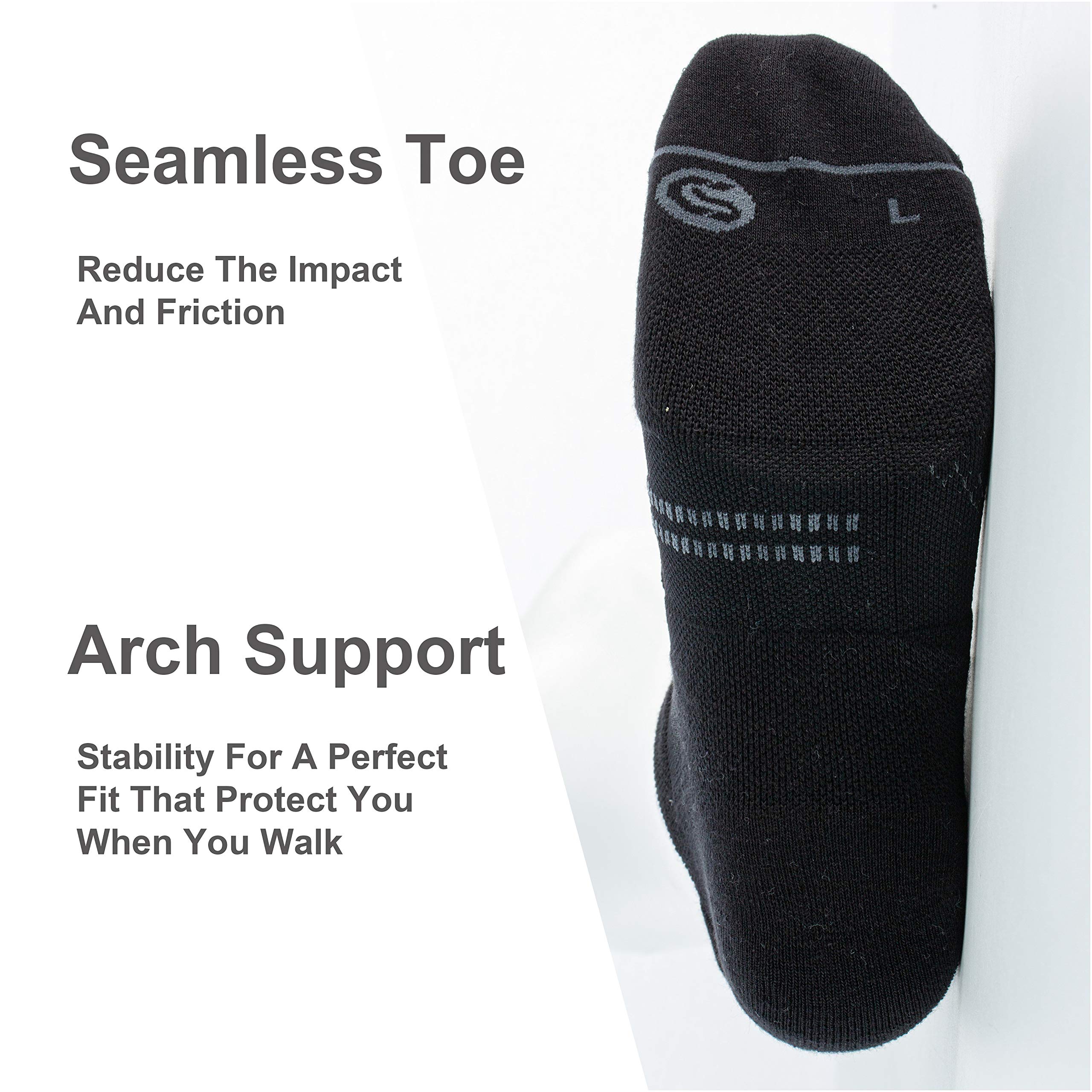 CelerSport 6 Pack Men's Running Ankle Socks with Cushion, Low Cut Athletic Sport Tab Socks Gifts for Men, Black, Shoe Size: 9-12