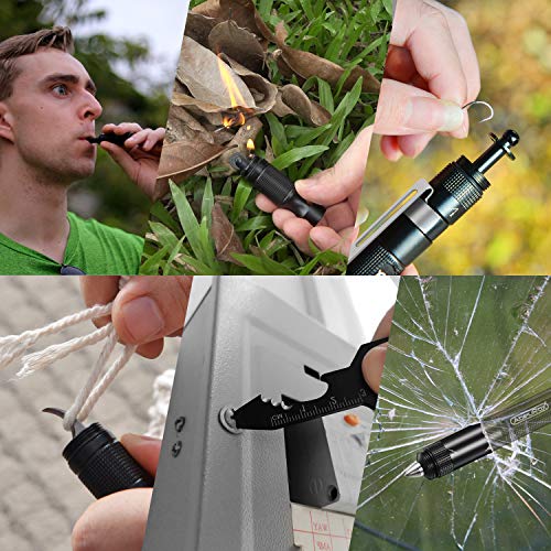 Gift for Men Women, AbeuRox Multitool Tactical Survival Gear with Lighter(No Fuel Include), Fishing Tool, Glass Breaker, Whistle, Blade, A Great EDC Kit, Camping Tool, Scouting Gear