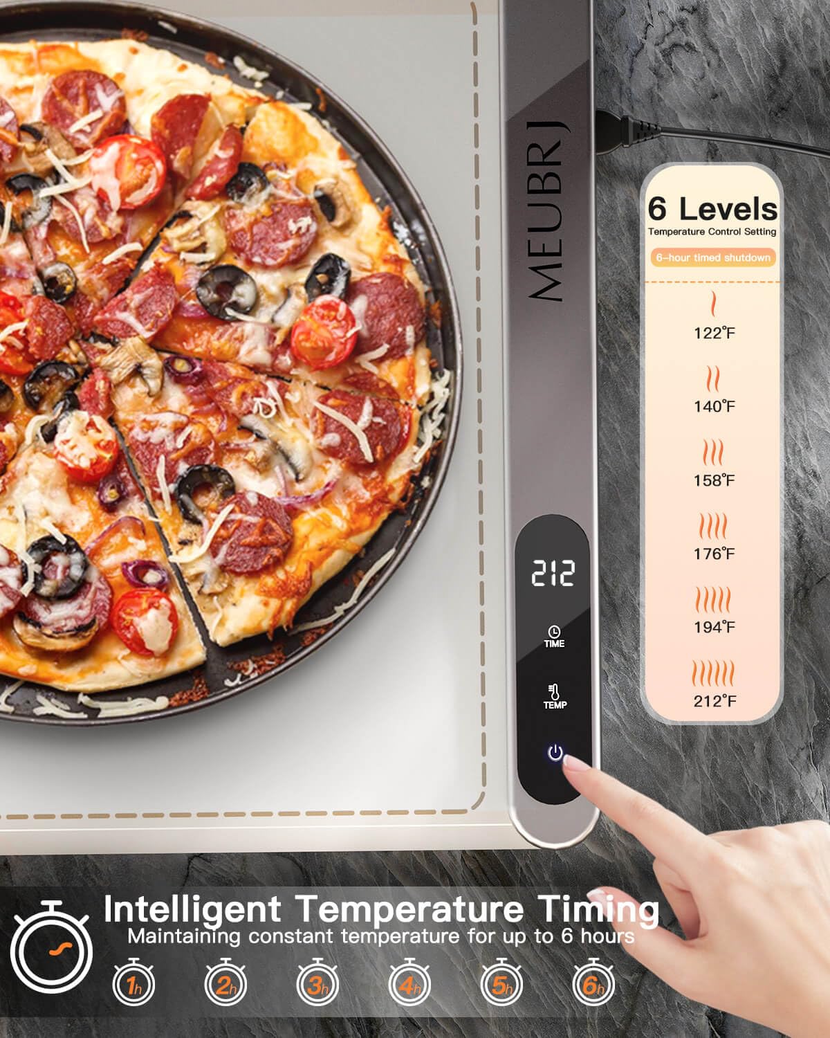 Food Warming Mat, Warming Mat for Food, Food Warmers for Parties, Upgraded Graphene Full Surface Heating Warming Tray, 6 Heat Settings and 6 Heat Timed Functionality for Parties Buffet, Daily Life Use