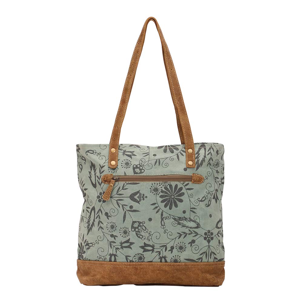 Myra Bag Efflorescence Upcycled Canvas & Leather Tote Bag S-1464