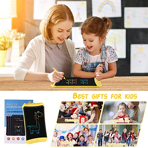 LCD Writing Tablet Electronic Doodle Board with Colorful Screen RaceGT 8.5-Inch Reusable Drawing Pad Gift for Kids and Adults at Home,School and Office Learning & Education Handwriting Aids - Yellow