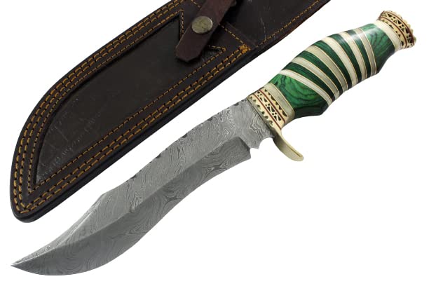 Custom handmade Damascus steel fixed blade hunting Bowie knife. PPI-29