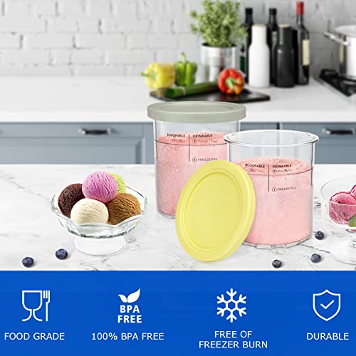 LOMILD Ice Cream Containers 24 oz, Replacement for Ninja Creami Deluxe Pints and Lids - 2 Pack, Compatible with NC500 NC501 Series Deluxe Ice Cream Makers, Dishwasher Safe & BPA-Free