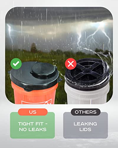 Skywin Storage Lid with Easy Pour Spout for Bucket - Weather-Resistant Rubber Black Lid with Easy Pour Spout - Multi-Purpose Wood Pellet Storage Containers, Bird Seed Container, Lump Charcoal Storage, or Pellet Storage Lid for Bucket (Not-Including Bucket