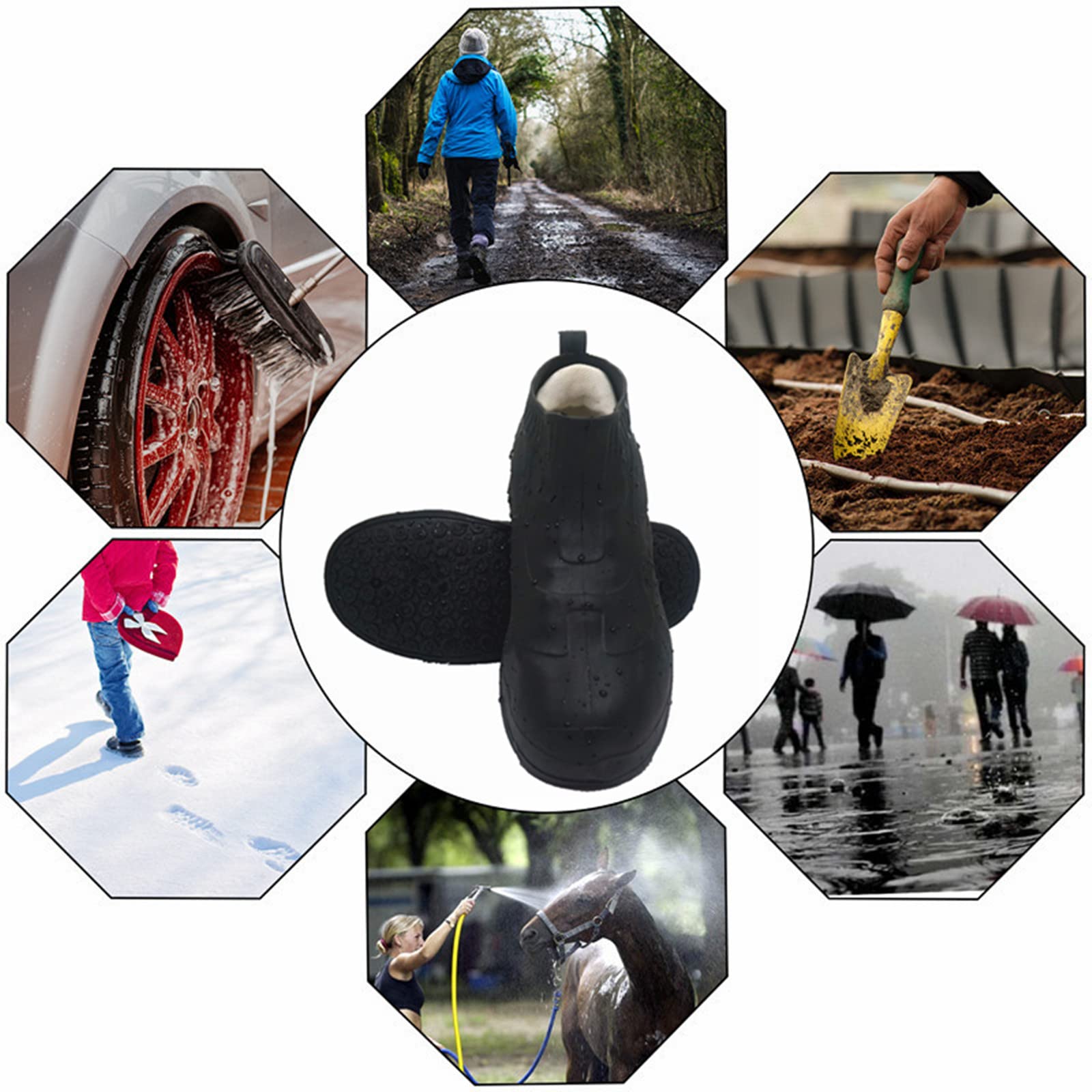 DARAEKJ Waterproof Shoe Covers, Reusable Shoe Covers for Rain,Non Slip Silicone Shoe Covers (XL (Women 7.5-9, Men 7-8.5), Black)