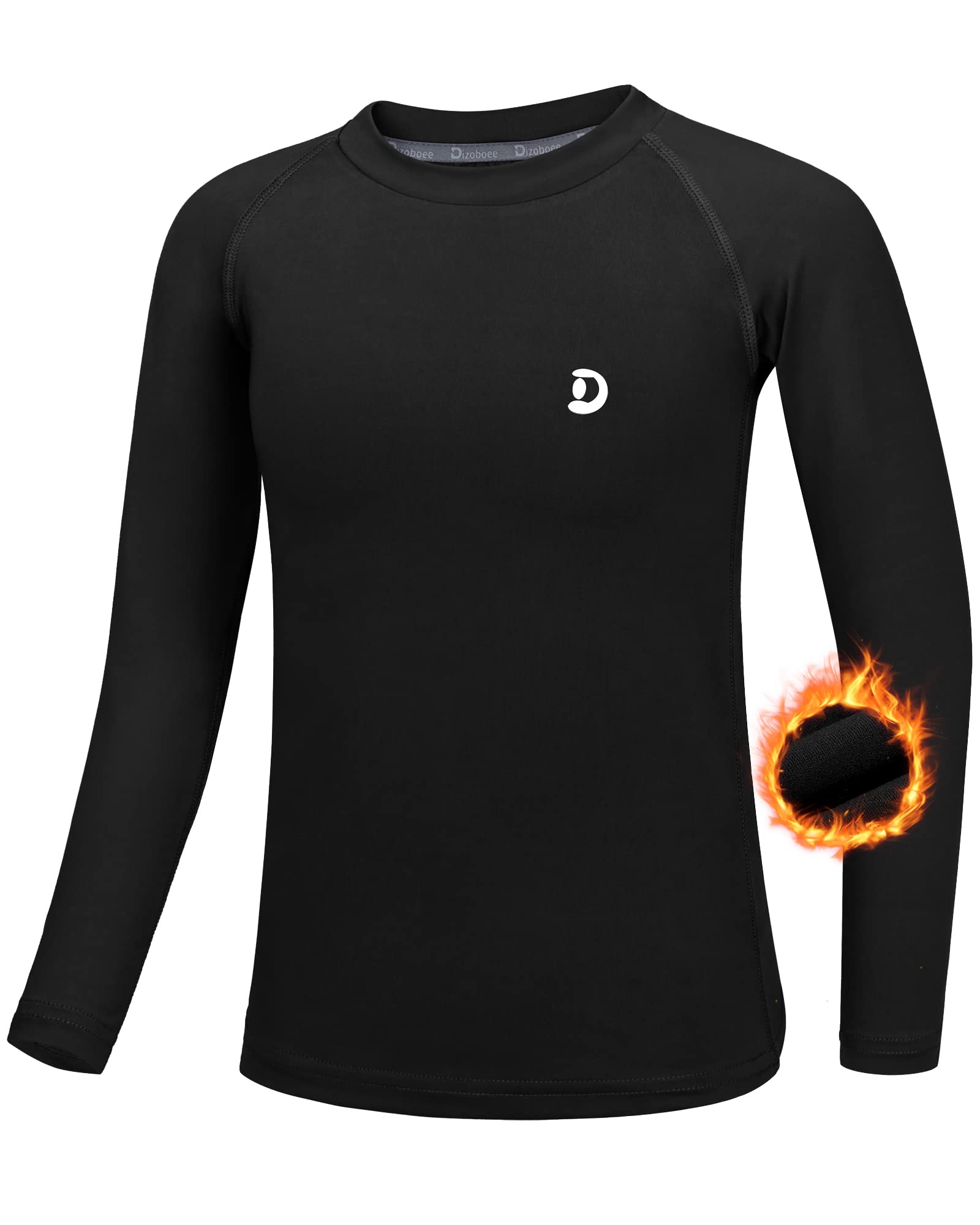 Dizoboee Youth Boys Thermal Compression Shirt Long Sleeve Kids Fleece Baselayers Sports Football Baseball Undershirt Grey S