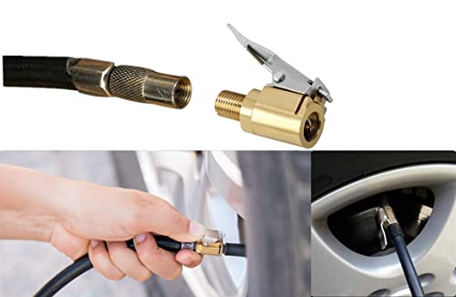 LDCRE Tire Air Chuck with Clip Adapter, Brass Locking Tire Inflator Nozzle Adapter Connect, No Leakage Tire Chucks for Vehicle Inflator Compressor Pump Connect Accessories Tool 8mm 2Pack