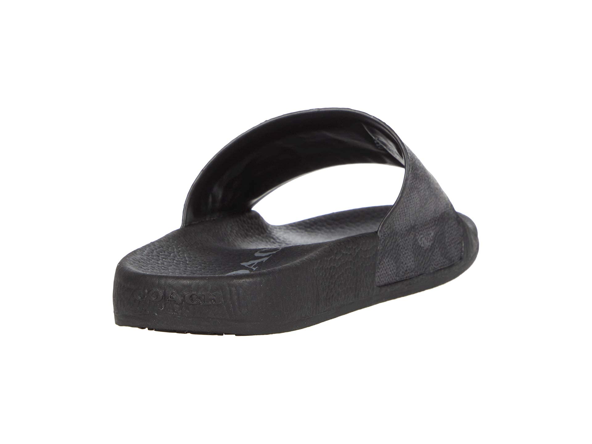 Coach® Udele Slides for Women – Textured Leather Upper – Round Toe Silhouette – Synthetic Outsole Charcoal/Black Mixed Material 9 M