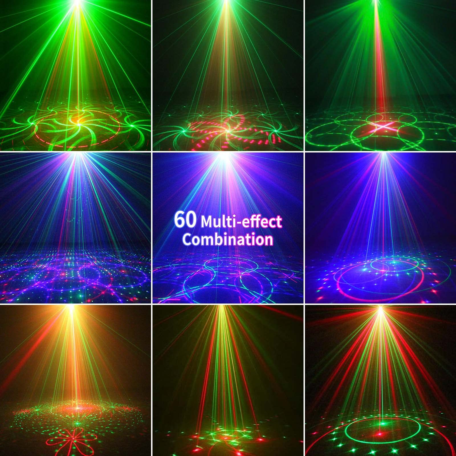 DJ Disco Stage Party Lights, U`King RGB LED Strobe Laser Light for Parties, Built-in Powered 9-26 Hours Battery Playing with Remote Control for Weddings Parties Stage Lighting