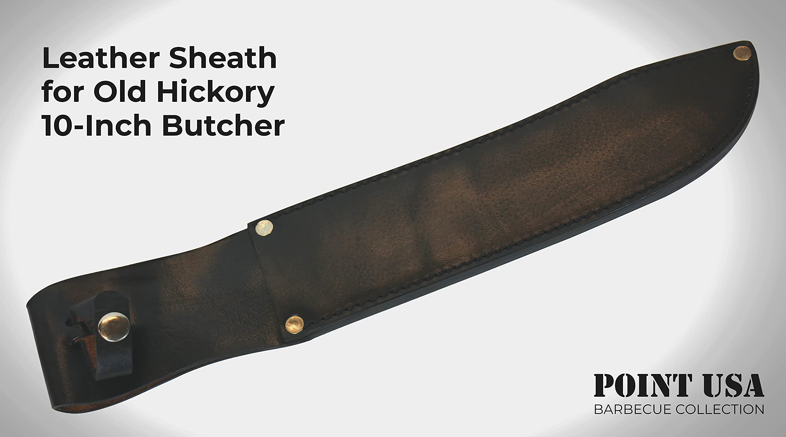 Generic 10 inch Knife Sheath - Made to Fit 10-Inch Old Hickory Butcher Knives OKC Leather with Belt Loop in Color Black (10 Inch)