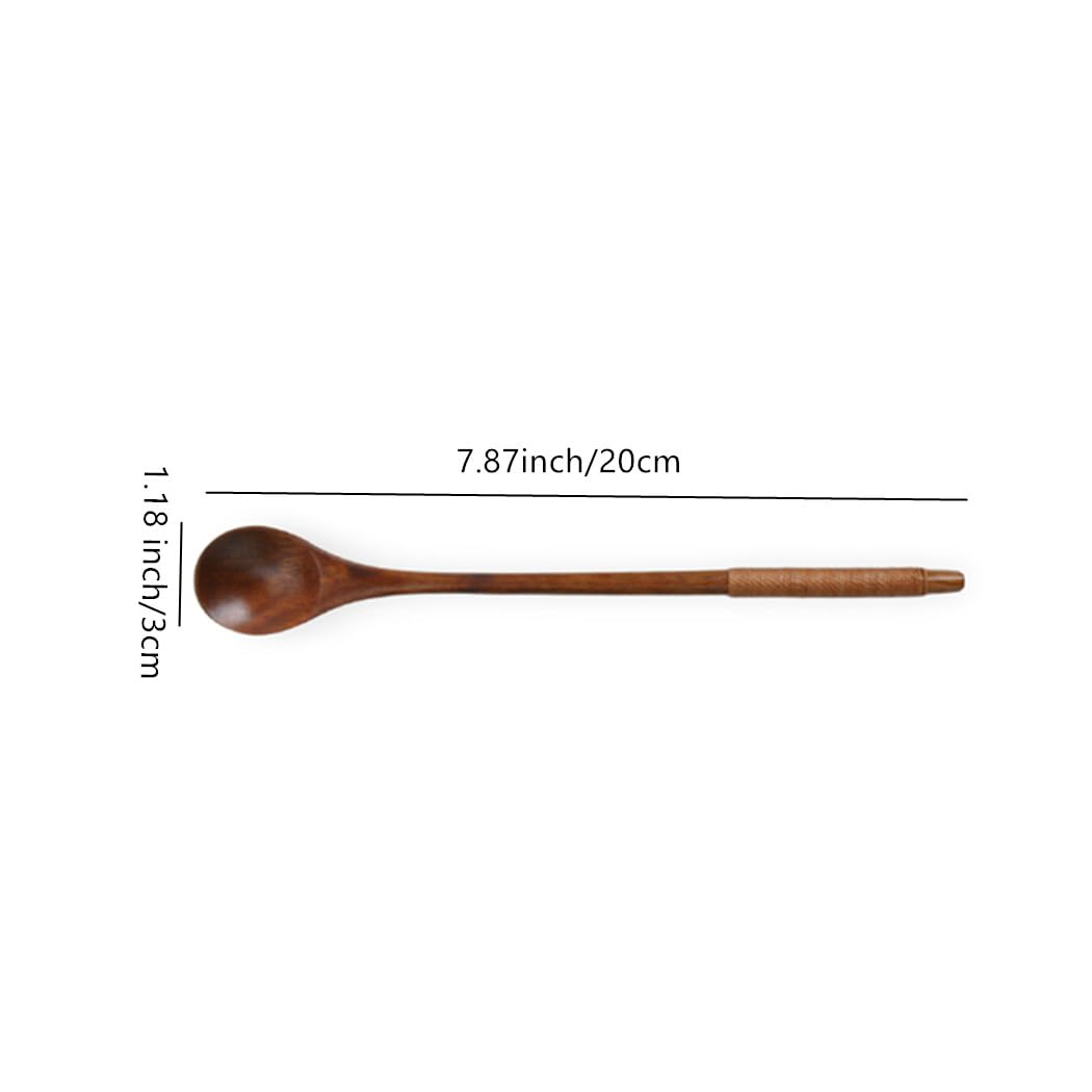 Handmade Wooden Long Handle Coffee Spoon Stirrer with Cable Tie, Retro Honey Jar Spoons Teaspoon Tea Stirring Spoon (2 Pack)