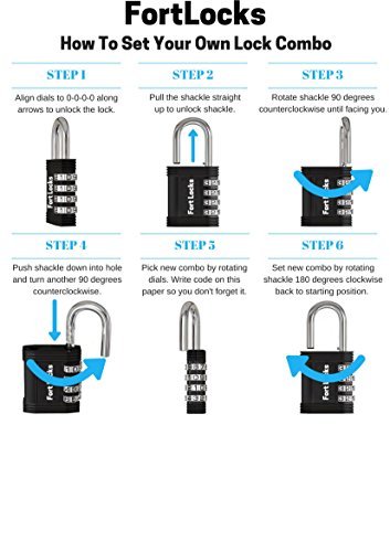 FortLocks Padlock - 4 Digit Combination Lock for Gym Outdoor & School Locker, Fence, Case & Shed β Heavy Duty Resettable Set Your Own Combo β Waterproof & Weatherproof (1 Pack - Orange)