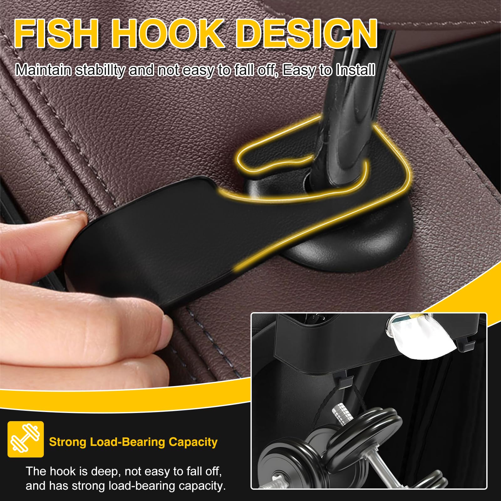 Car Headrest Organizer, 2024 Upgrade Multifunctional Rear Seat Car Storage 4 in 1 Seat Back Organizer with Cup Holder/Tissue Box/Phone Holder Car Travel Accessories(BLACK)