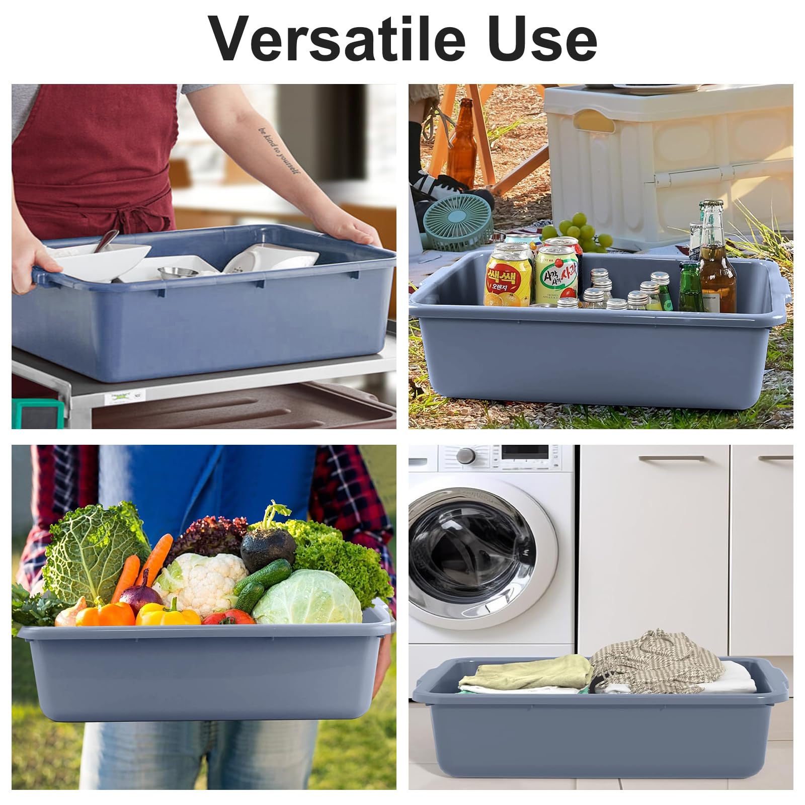 DUNCHATY 8.6 Gallon Plastic Bin Bus Tubs - 33L Commercial Plastic Bus Box Utility Box - Wash Basin Tote Box for Restaurant Kitchen Organization and Storage(1 pack)