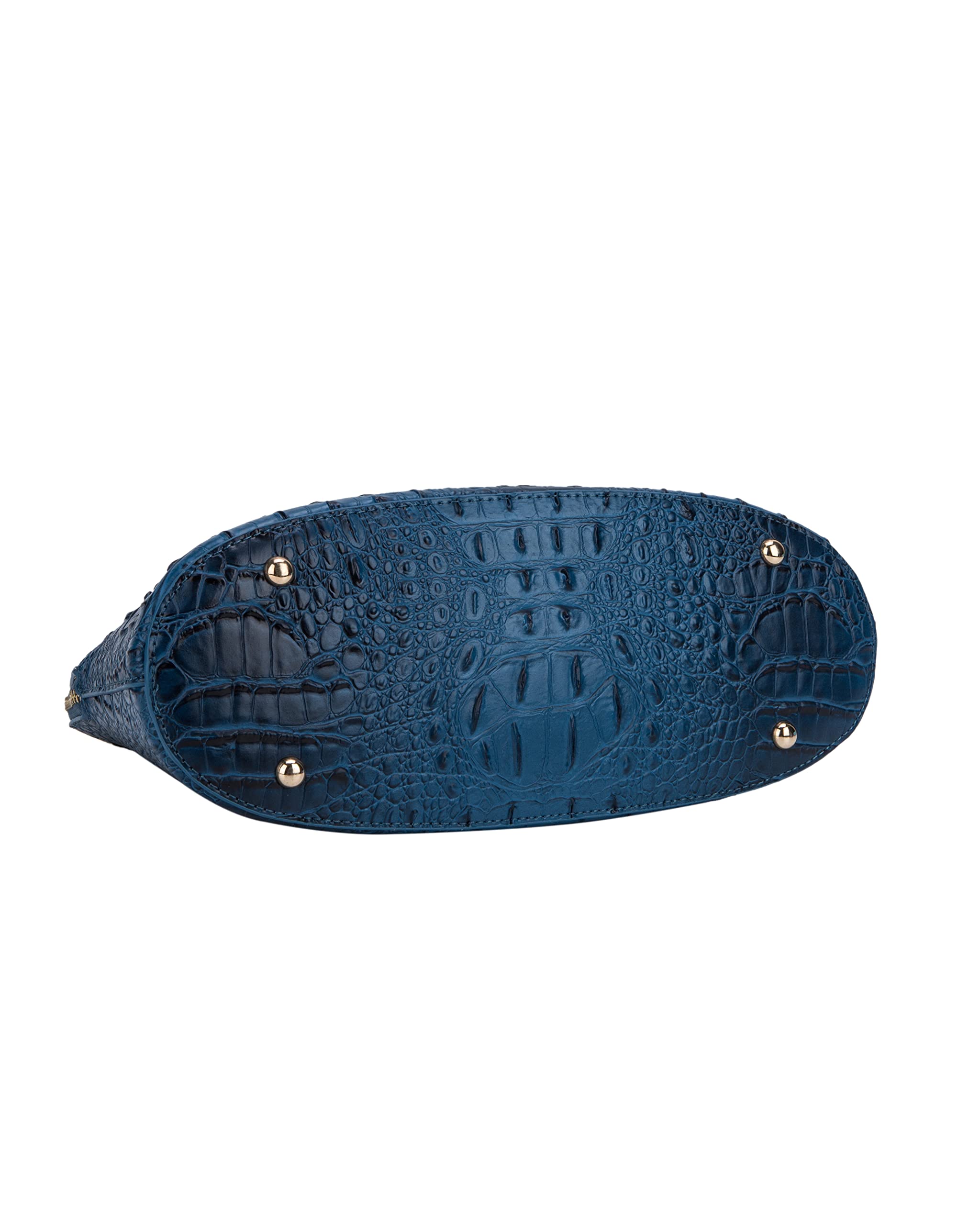 Dome Shape Satchel With Wallet Women’s Vegan Leather Crocodile-Embossed Pattern With Top Handle Tote Handbags Satchel Set (Navy)