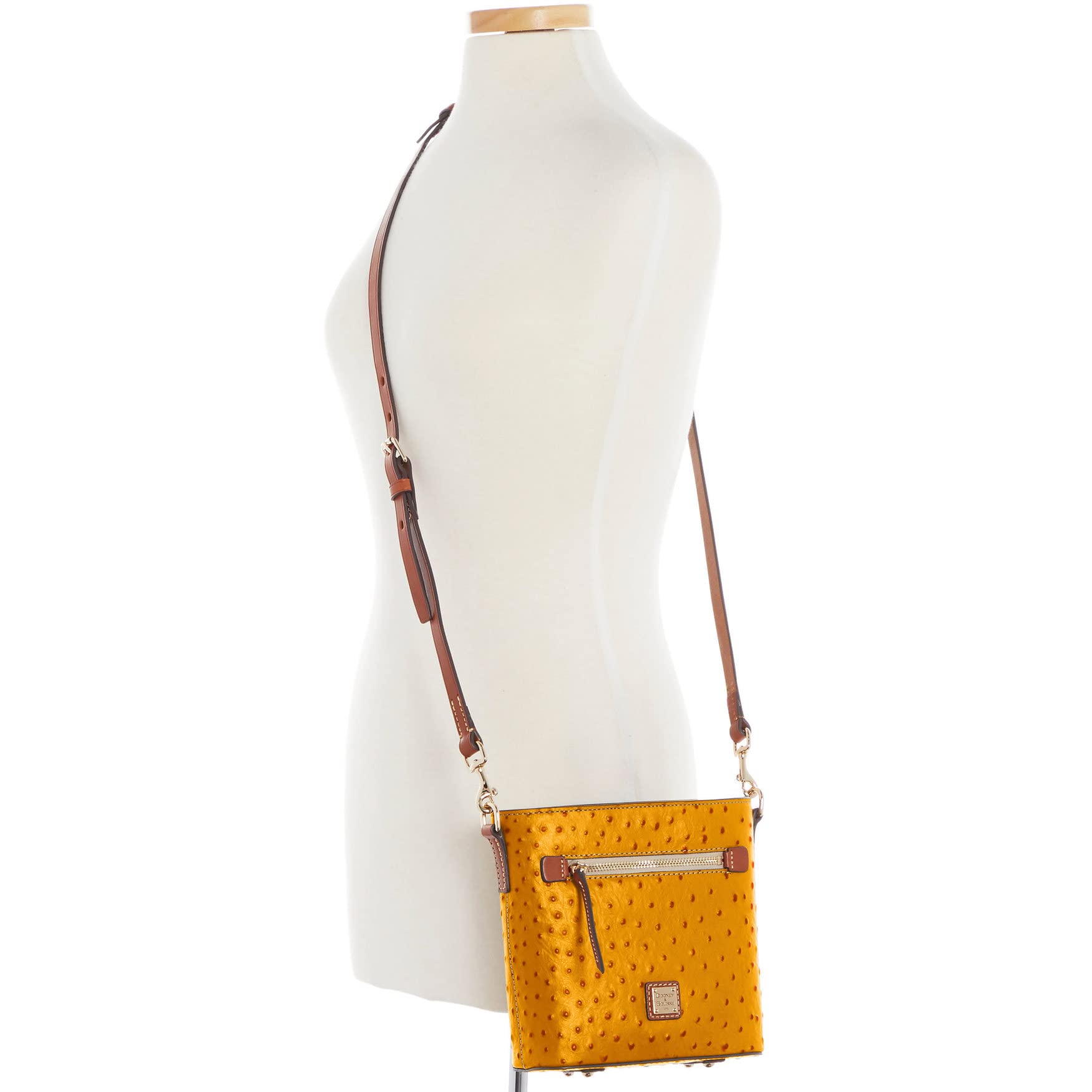 Dooney & Bourke Handbag, Ostrich Small Zip Crossbody - Mustard