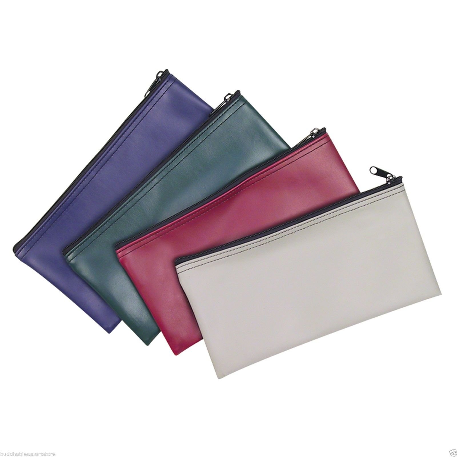 ProEquip 4 Piece Set PM Company Security Bank Deposit Bag/Utility Zipper Coin Bag/Cash Bag/Money Holder Pouch Safe Money Organizer Bag / 11 X 5.5 Inches (FREE RETURN) (4 Envelope - 1 of Each Color)