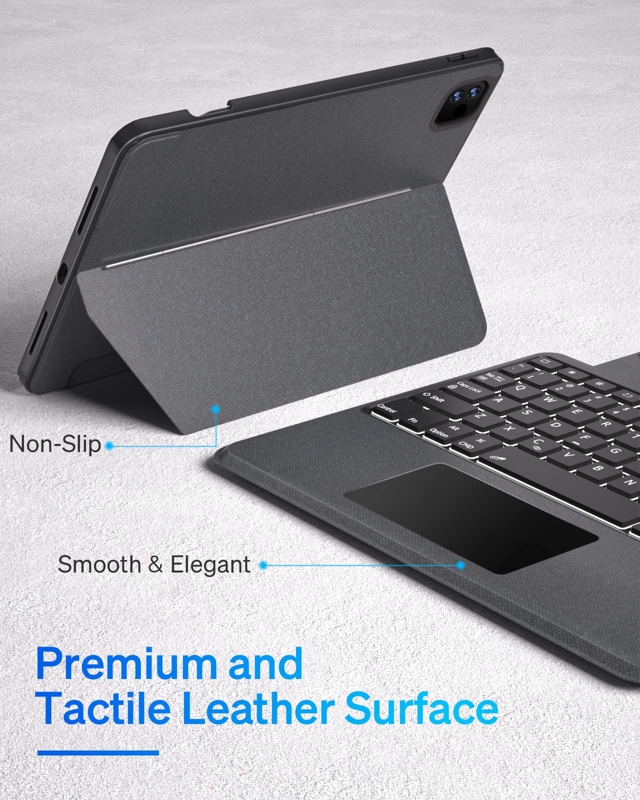 Doohoeek Keyboard Case Touch for New iPad 10.9 inch 10th Generation 2022, Detachable Keyboard with Any-Angle Kickstand & Leather Cover & Breathing 7-Color Backlit & Pencil Holder for iPad 10