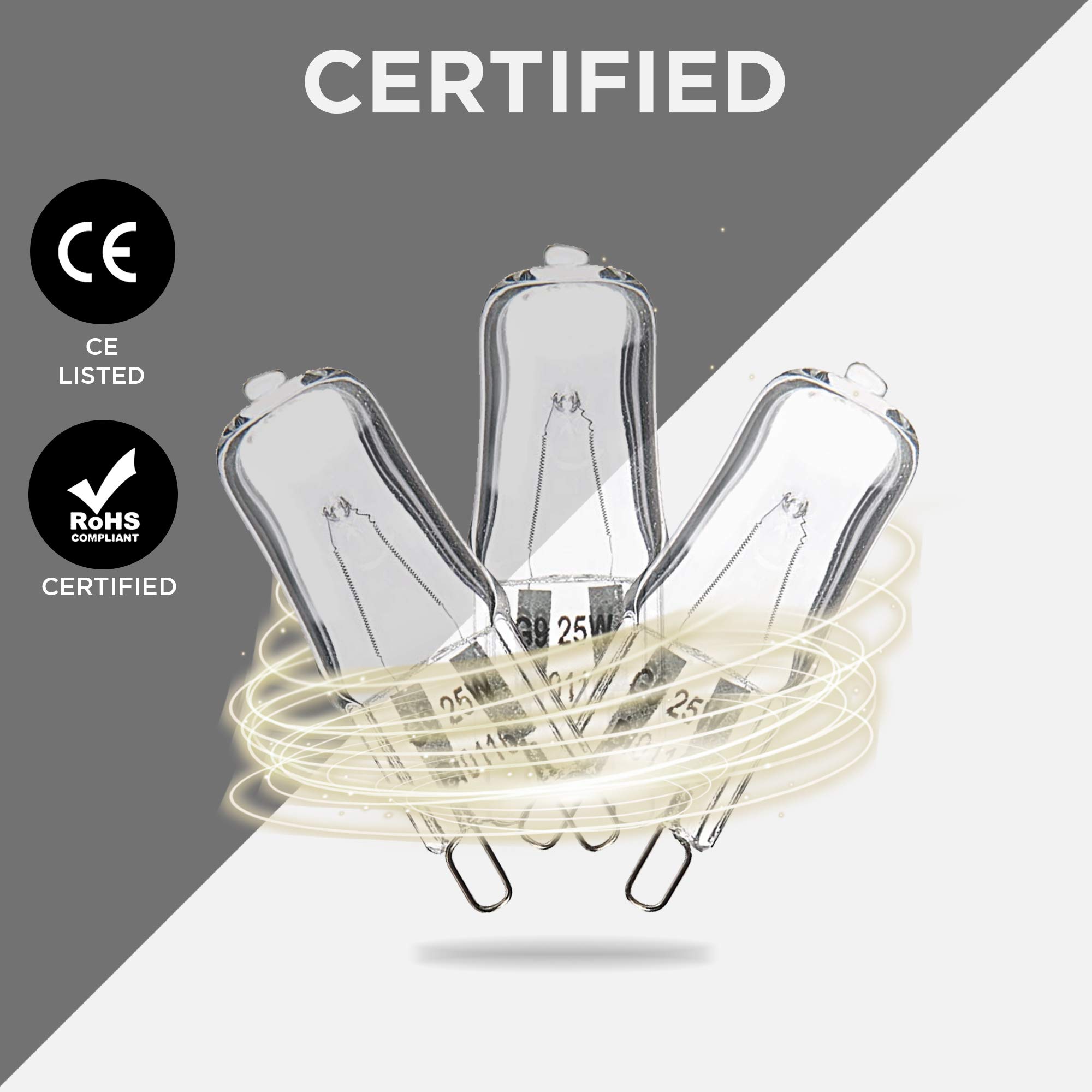 Brite Innovations G9 Halogen Bulb, 60 Watt β 6 Pack β Energy Saving - Dimmable - Soft White 2700K - 120V - Q40, CL, T4 JD Type, Clear Light Bulb