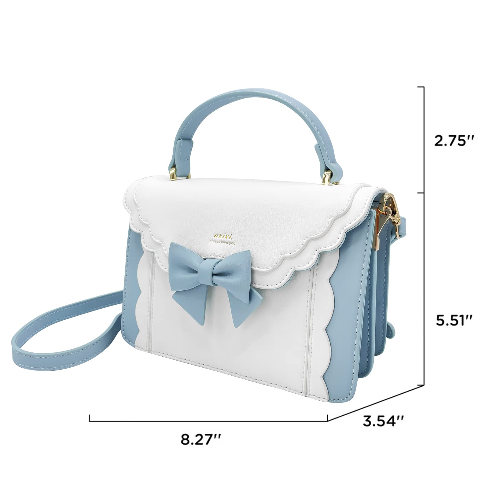CuteStreet Women Bow Crossbody PU Leather Satchel Bags Handbags Over the Shoulder Removable Adjustable