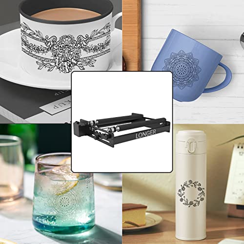 Longer Laser Engraver Rotary Roller, a Good Partner for Laser Engraving Machine, Y-axis Laser Engraver Attachment 360° Rotation, 6-100mm Engraving Space, Compatible with Other Brands of Engraver