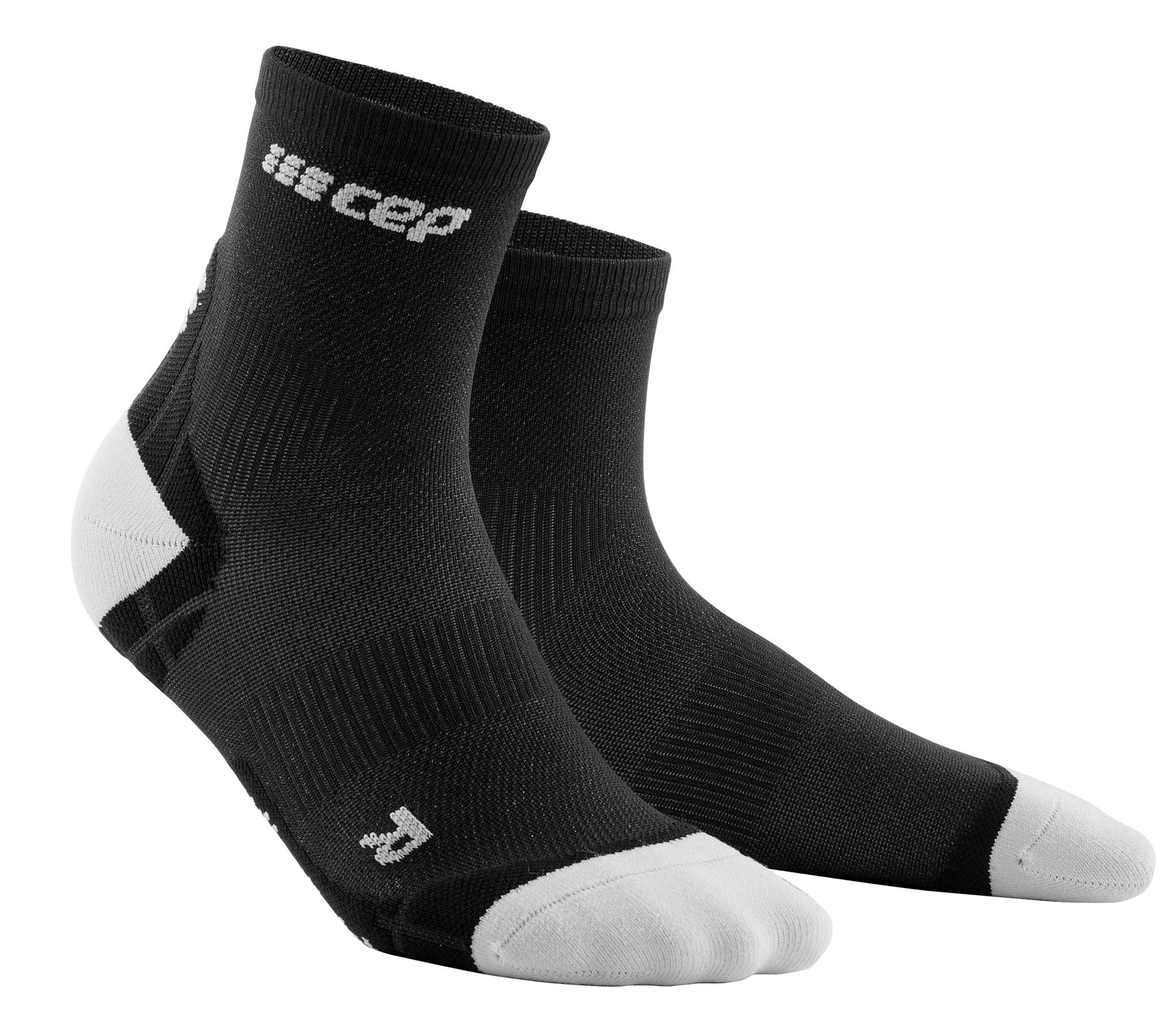 CEP Men's Ultralight Short Crew Sock Black/Light Grey Size 4