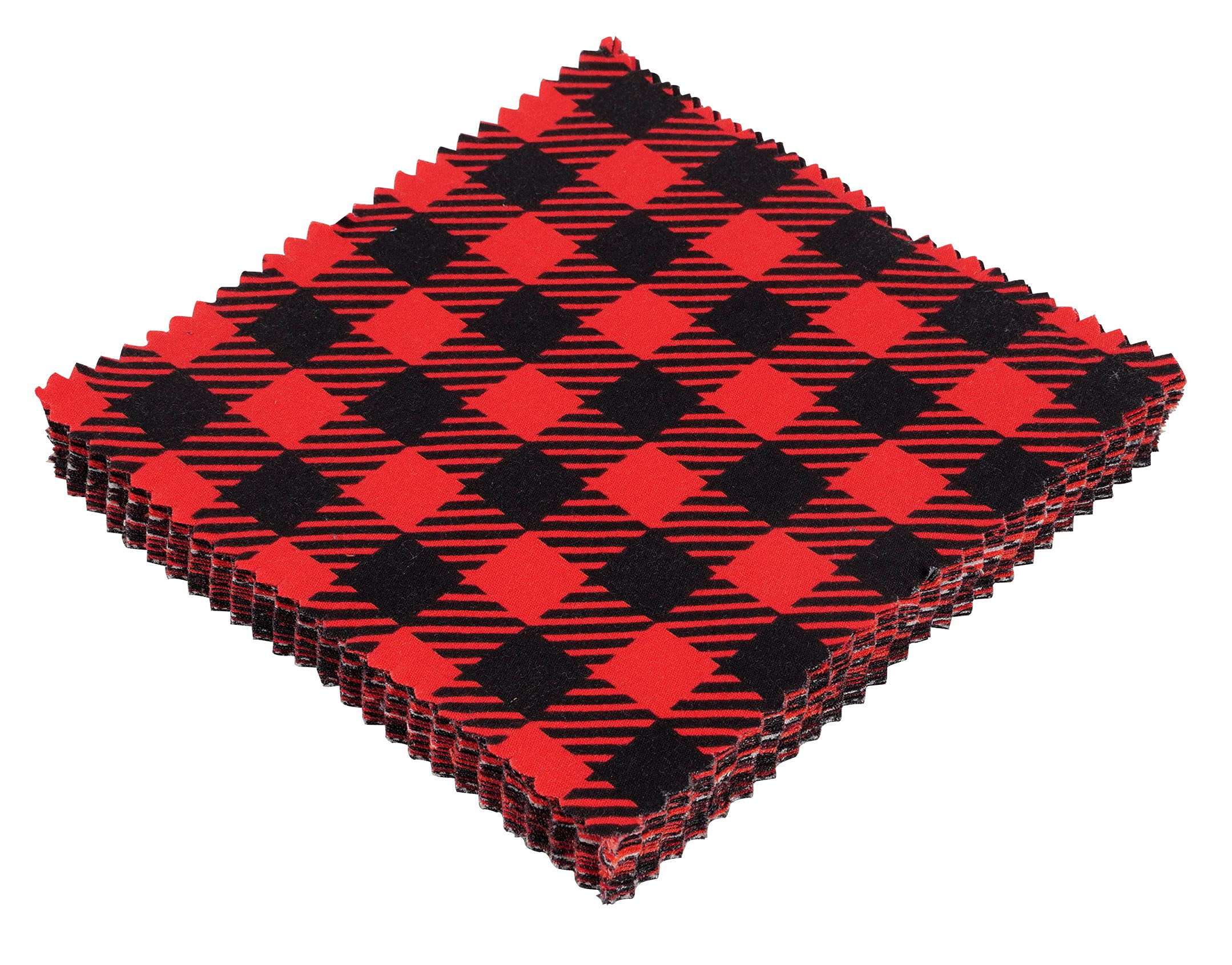 Soimoi Check Print Precut 5-inch Cotton Fabric Quilting Squares Charm Pack DIY Patchwork Sewing Craft- Red