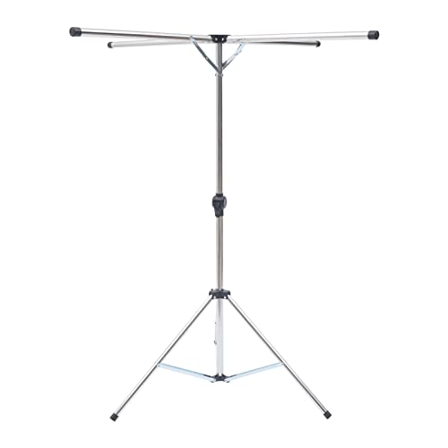 Leblett Tripod Clothes Drying Rack,Foldable Portable Space Saving Laundry Drying Rack High Capacity 4 Poles,Height-Adjustable with 10 Hooks for Outdoor and Indoor Home Use