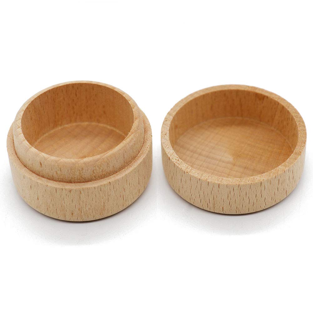 HOLLY TRIP 2PCS Small Round Unpainted Wooden Box, Wedding Ring Jewelry Boxes DIY Storage Trinket Bearer Box Container Case