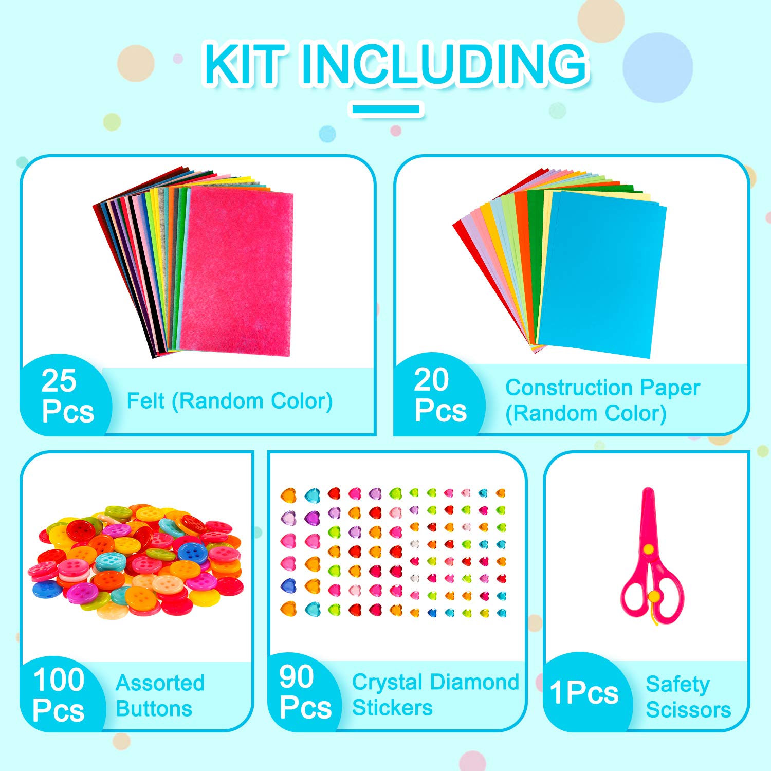 Whaline 1050 PCS Art Craft Kit Supplies 17 Styles Pipe Cleaners Pompoms Wiggle Googly Eyes Foam Flowers Letters Construction Papers Safety Scissors Sticks Heart Stickers Feather Felt Cloth Button