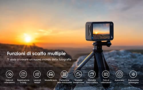 COOAU Native 4K 60fps 20MP Touch Screen WiFi Action Sport Camera EIS Stabilization Underwater Waterproof Cam with External Microphone Remote Control 2x1350Amh Batteries