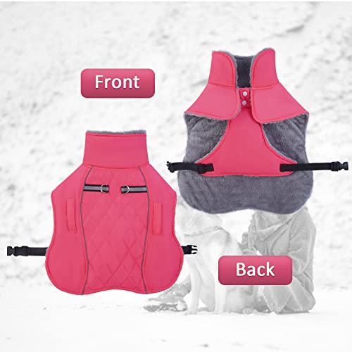 Lelepet Dog Winter Jacket, Reflective Dog Winter Coat with Adjustable Buckle & D-Ring Windproof Warm Dog Padded Coat for Cold Weather Fleece Turtleneck Dog Vest Pet Apparel for Small Medium Large Dogs
