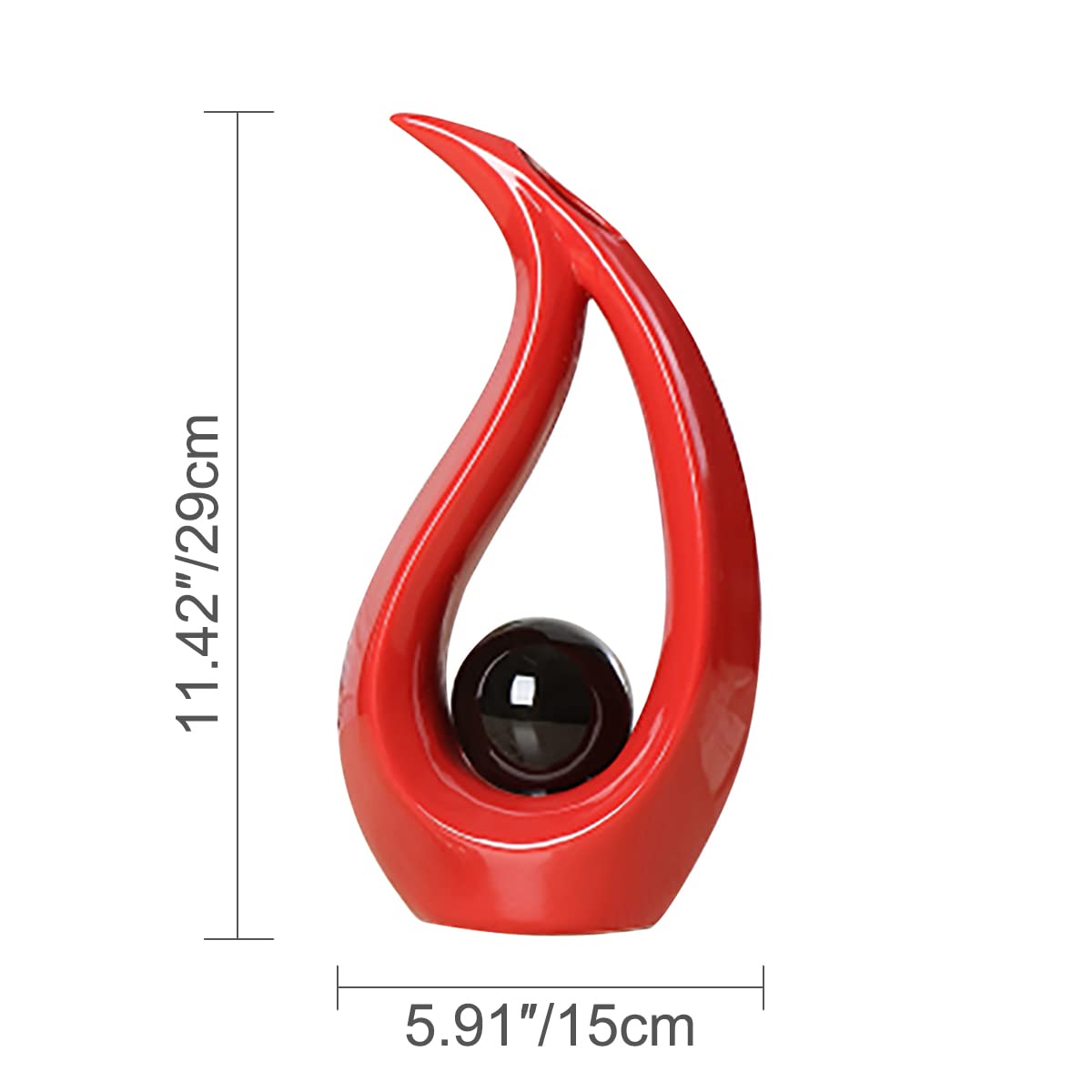 Cozylkx 11 x 6 Inch Modern Abstract Sculpture Statue, Office Home Decor Ornament Ceramic Figures, Red