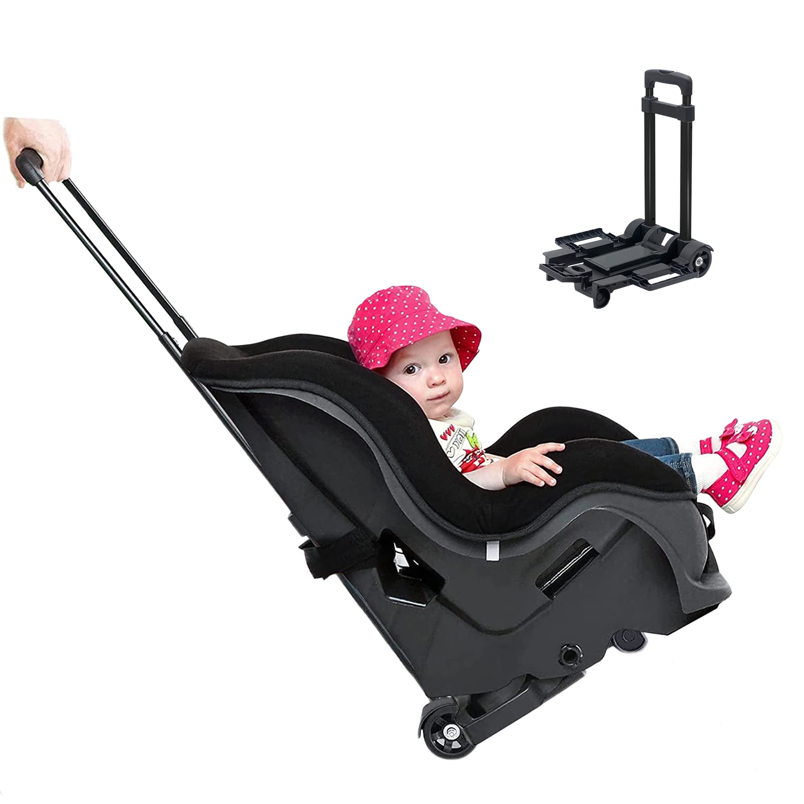Car Seat Carrier for Airport with Wheels and Compact Fold,Car Seat Travel Cart