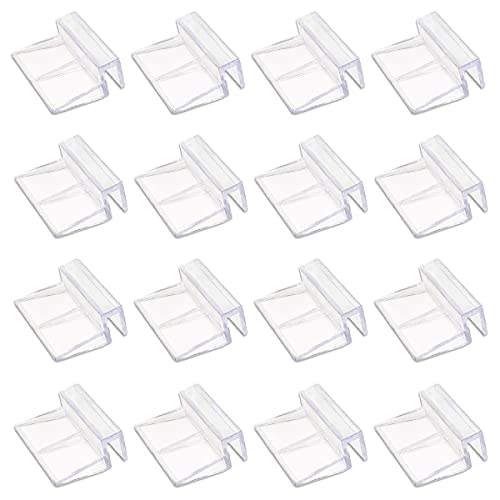 LEEFONE 16 PCS 6mm Acrylic Aquarium Cover Clip, Clear Fish Tank Glass Cover Clip Support Holder Universal Lid Clips for Rimless Aquariums