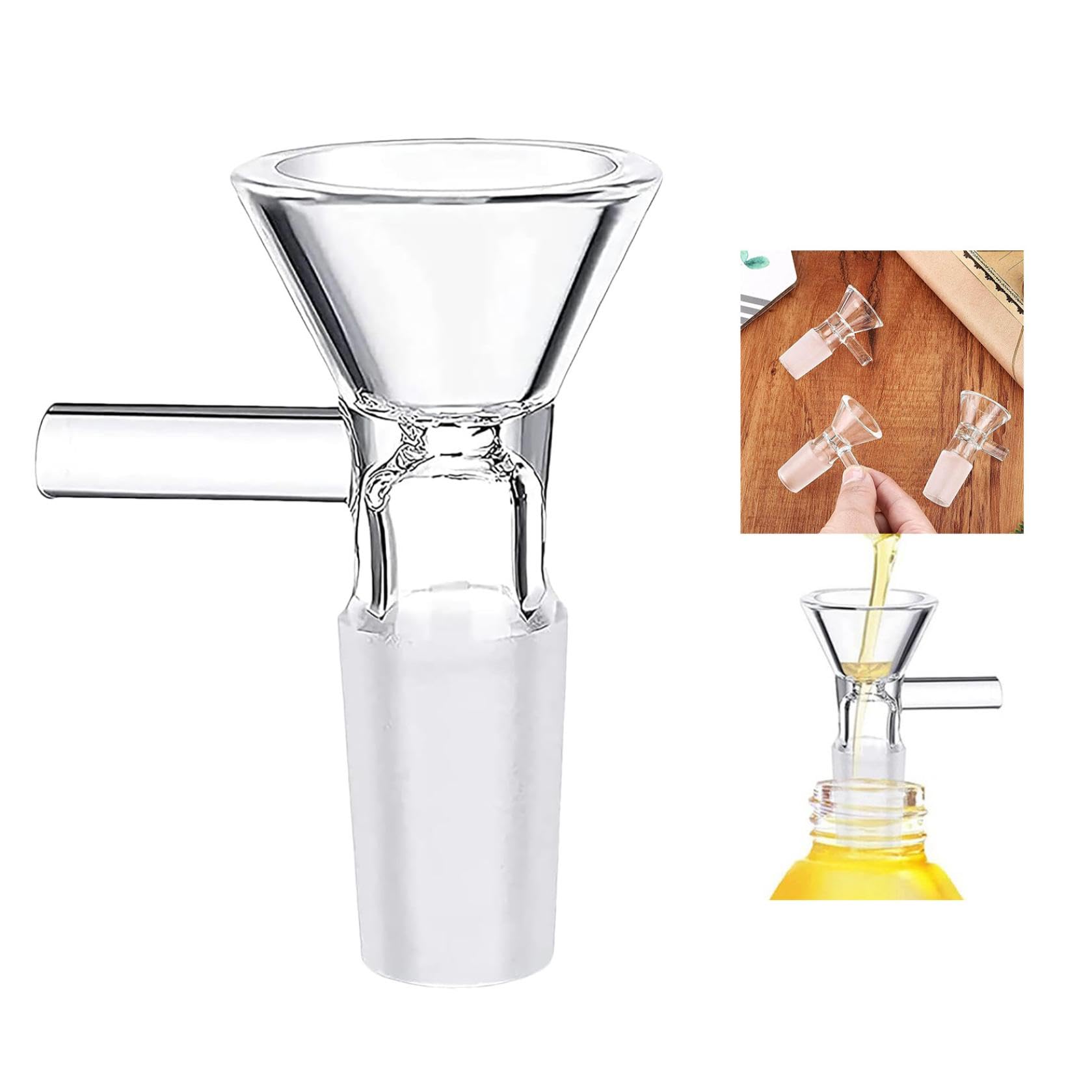 Glass Funnel,14mm Glass Tube Filter with Handle,Funnels for Kitchen Use Filling Bottles,Scientific Test Lab Short Stem Funnels,Jar Funnel,14mm Bowl Piece 1 Pc