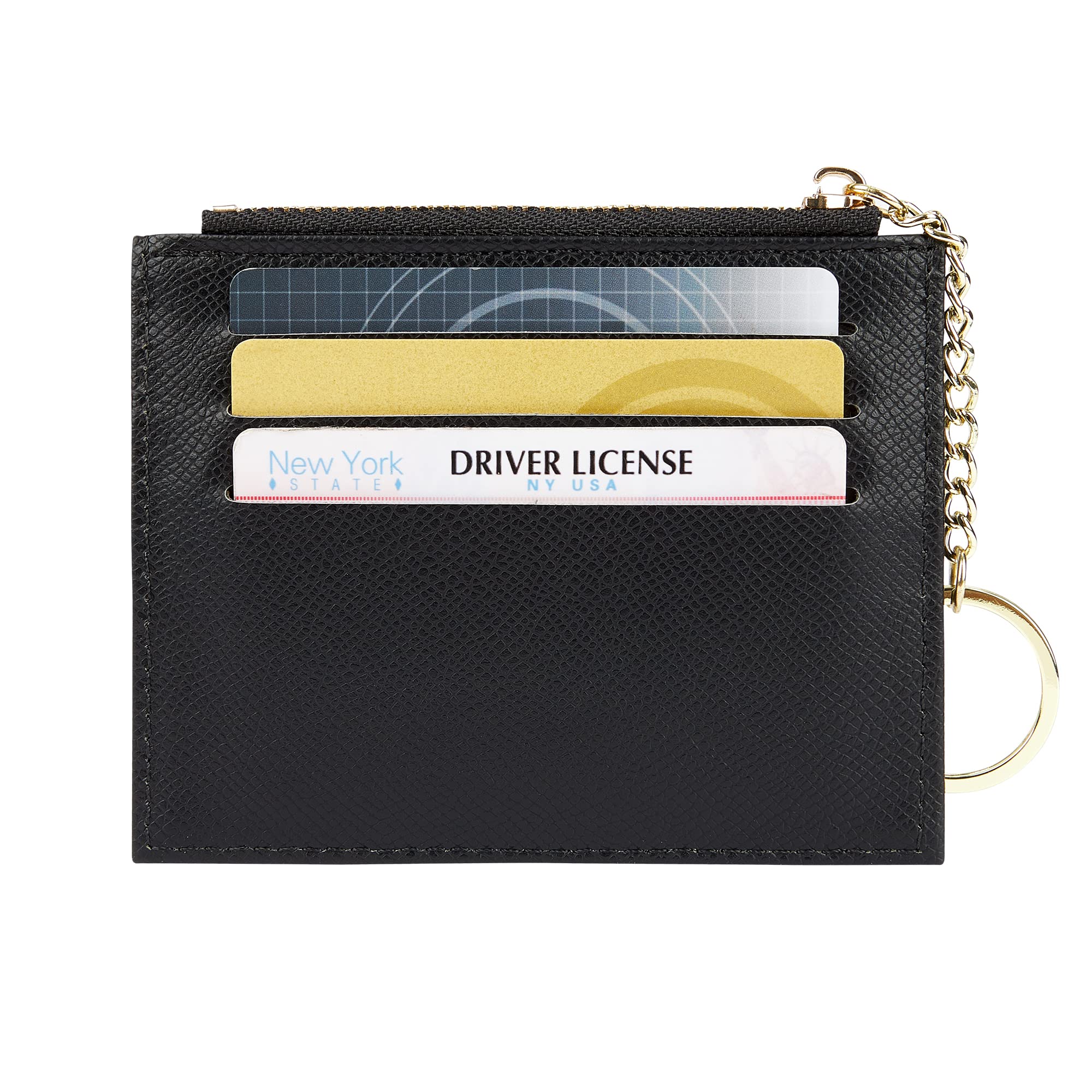 Cynure Women Cute Flower Zipper Card Holder Case Slim Minimalist Leather Front Pocket Wallet, pink
