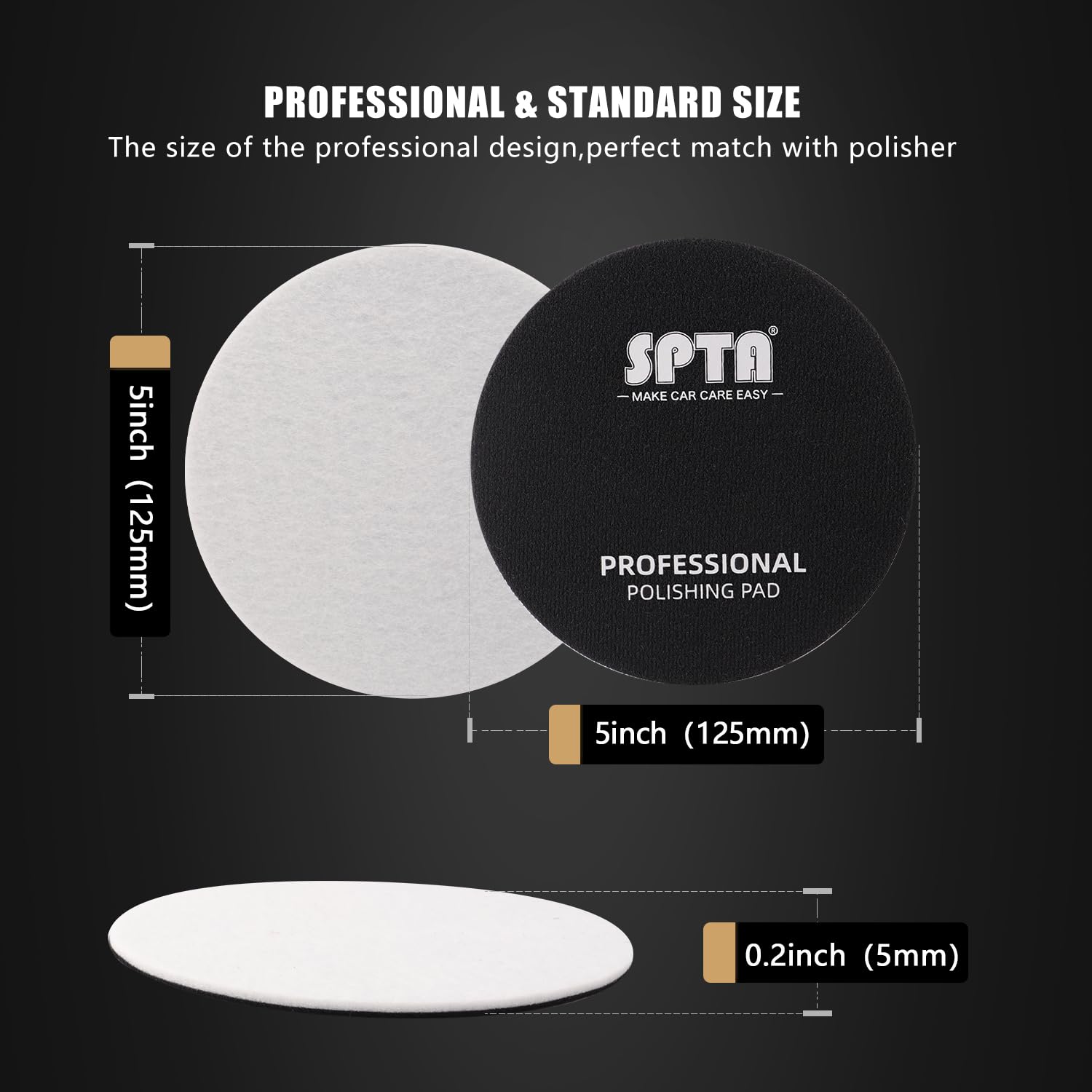 Glass Polishing Pad, SPTA 5 Pcs 5''(125mm)Car Glass Polishing Discs Microfiber Polishing Buffing Pad, Glass Scratch Removal Kit for Correct Damaged Window Cleaning Glass, Removing Stubborn Waterspots