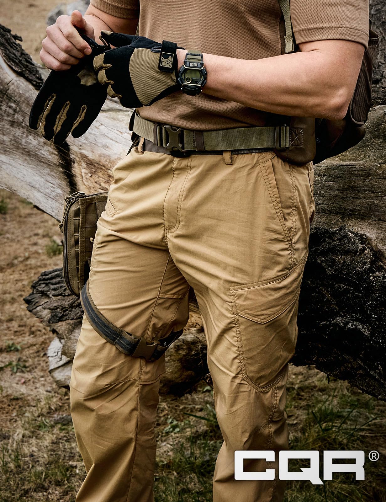 CQR Men's Quick Dry Tactical Pants, Water Resistant Outdoor Pants, Lightweight Stretch Cargo Work Hiking Pants, Driflex Cargo Charcoal, 36W x 30L