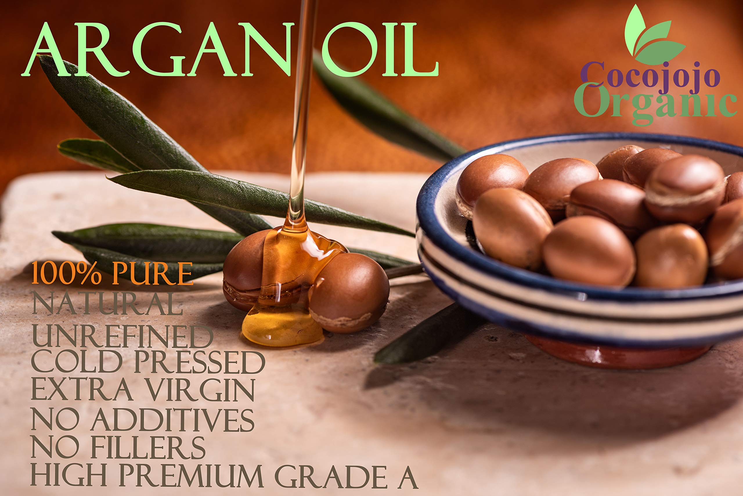cocojojo Argan Oil - Cold Pressed 8 oz 100% Pure Natural Extra Virgin Unrefined Grade-a Argan Moroccan Marrakesh Oil Moisturizer Hair Face Lips Body Scalp Skin