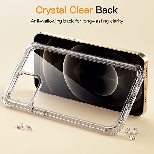 JETech Case for iPhone 12 Pro Max 6.7-Inch with 2-Pack Tempered Glass Screen Protector, 360 Full Body Shockproof Bumper Phone Cover Protective Clear Back (Clear)