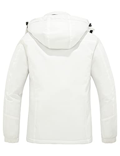 Skieer Men's Waterproof Snow Coat Downhill Skiing Jackets Winter Parka(White,X-Large)