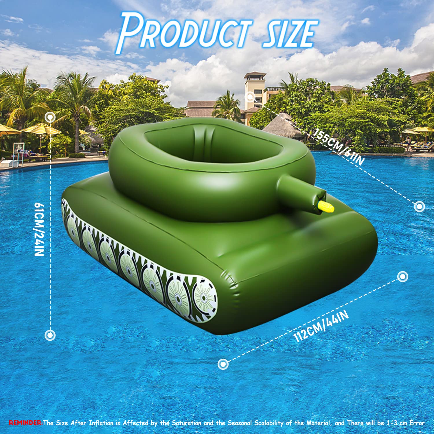 Depointer Life Inflatable Tank Float with Water Cannon Squirt Water Gun Toy Pool Tank Float for Kids Adult Summer Pool Party